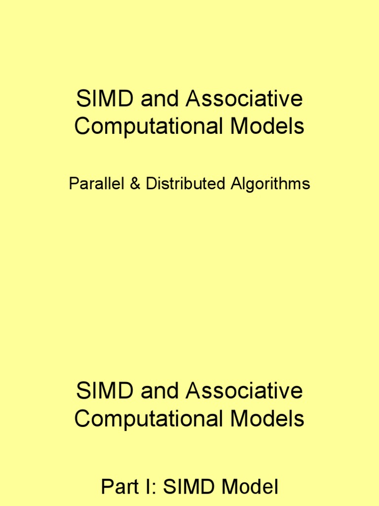 Simd Models Pda Sp07 Pdf Parallel Computing Central Processing Unit