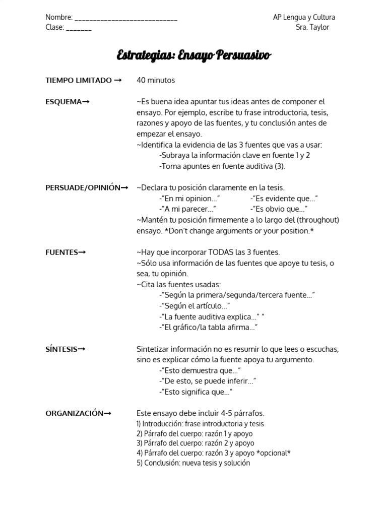 Estrategias Ensayo Persuasivo | PDF | Ensayos | Ciencia cognitiva