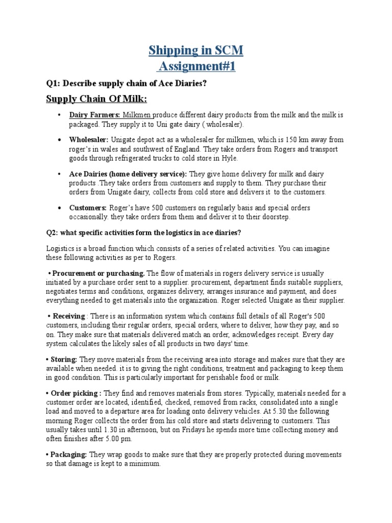 Supply Chain of Ace Diary | PDF | Delivery (Commerce) | Logistics