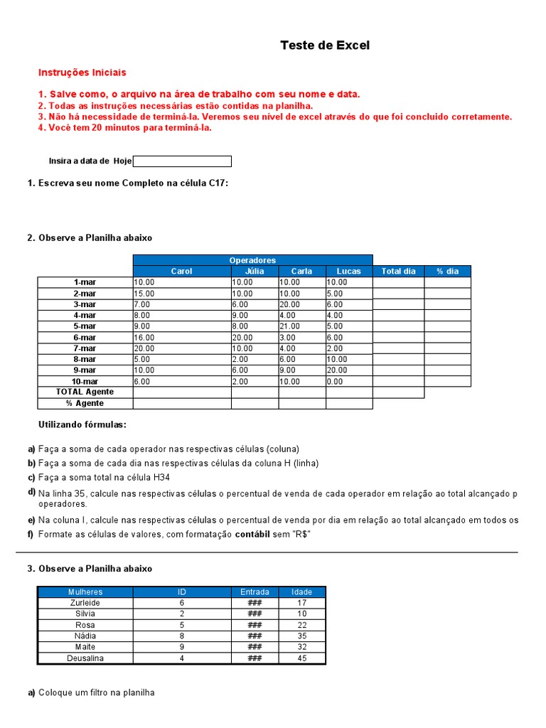 Teste Excel 2019 Pdf Planilha Software De Planilhas