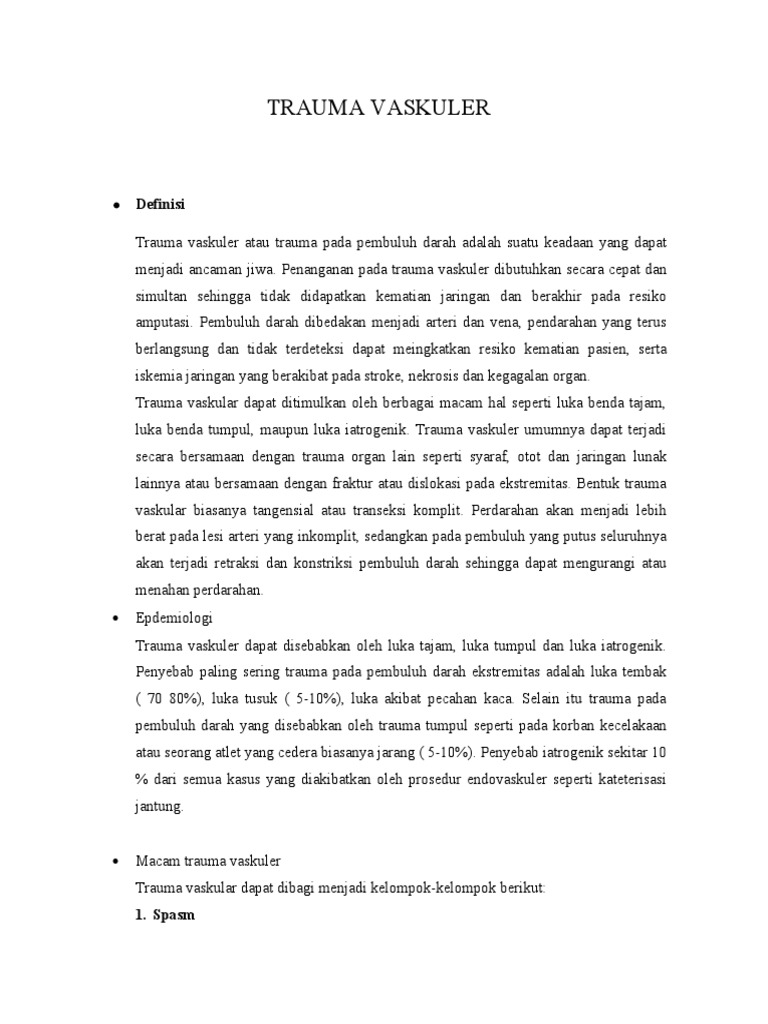 Trauma Vaskuler | PDF