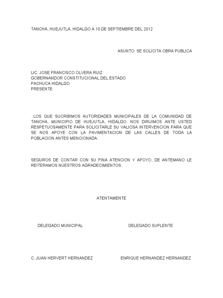 SOLICITUD de Obra Publica | PDF