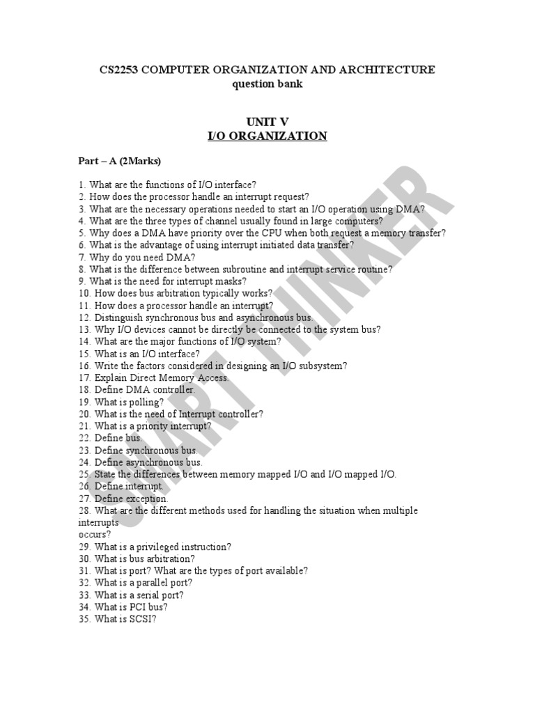 I/O Organization Question Bank for CS2253 | PDF | Input/Output | Computer Networking