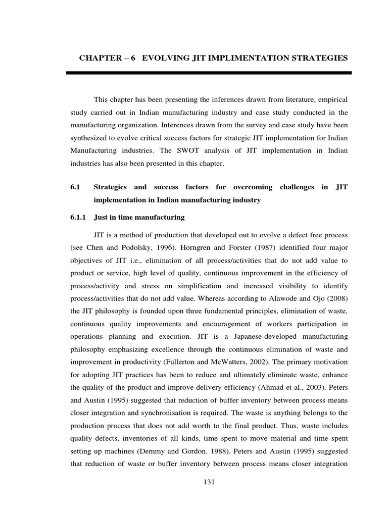 JIT Implementation Strategies in India | PDF | Fuzzy Logic | Structural ...