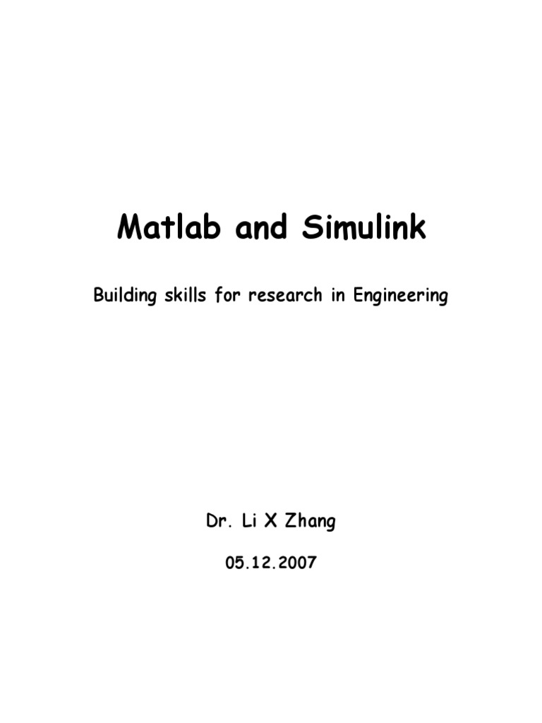 Li X Zhang Matlab Notes Pdf Pdf Matlab Matrix Mathematics
