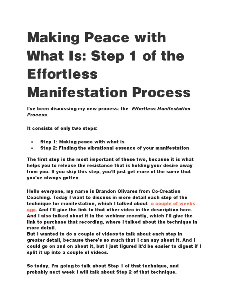 Making Peace: Step 1 in Manifestation | PDF | Mindfulness | Self