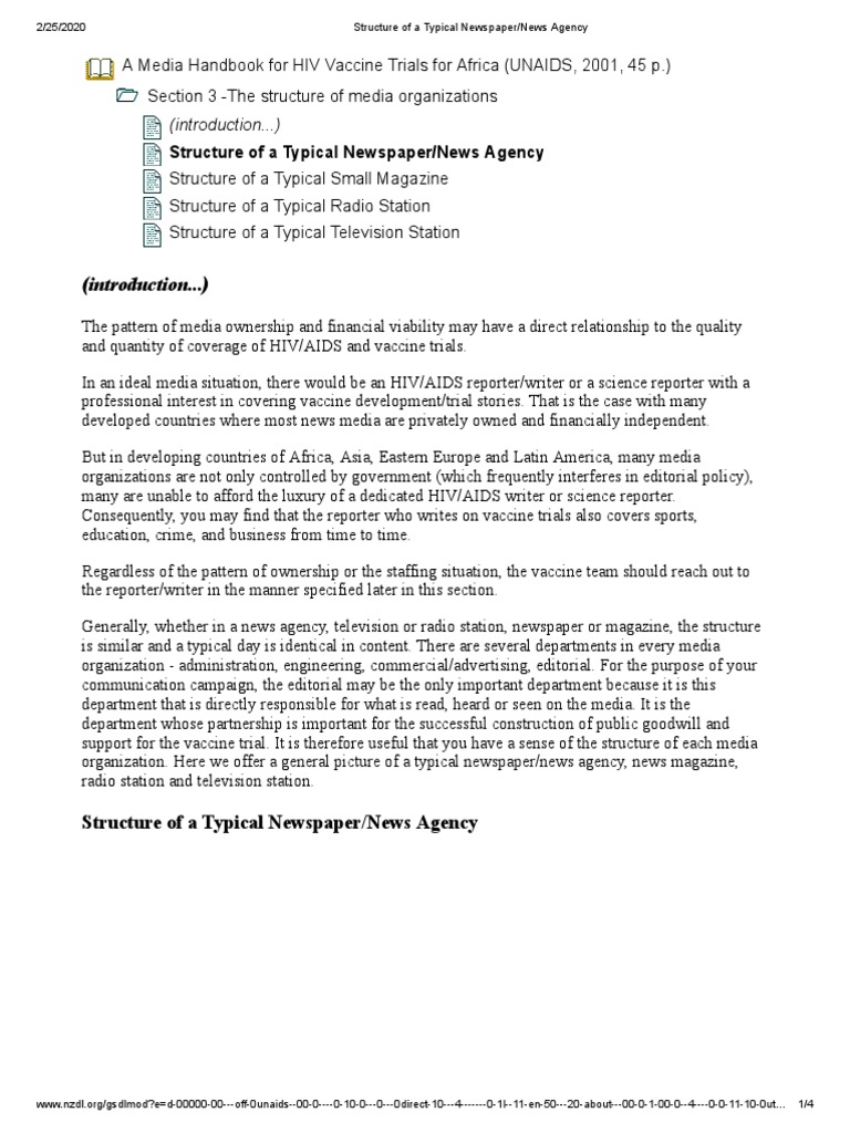 Structure of A Typical Newspaper News Agency | PDF | News | Newspapers