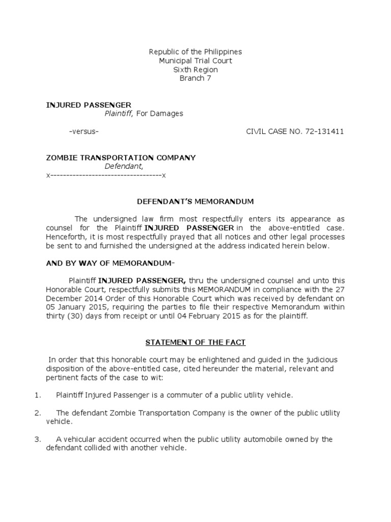 Legal Memo Sample | PDF | Negligence | Damages