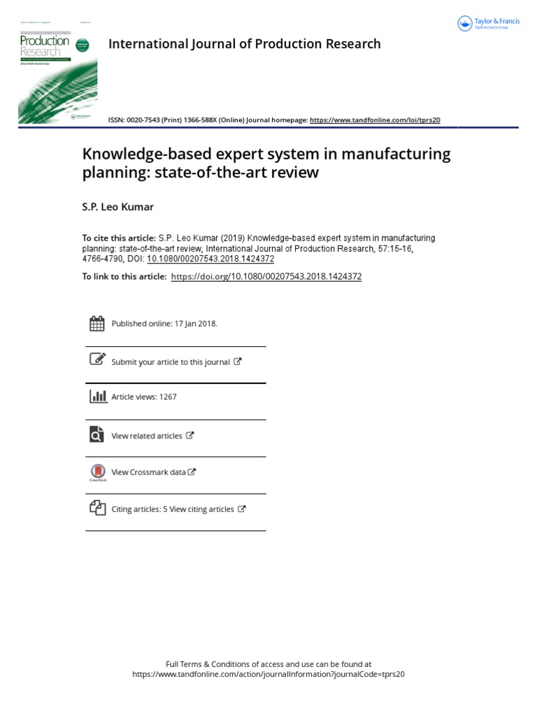 Knowledge-Based Expert System in Manufacturing Planning - State-Of-The ...