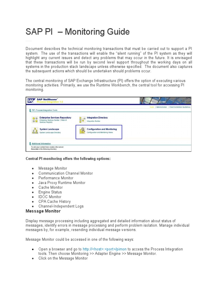 SAP PI Monitoring | PDF | Proxy Server | Cache (Computing)