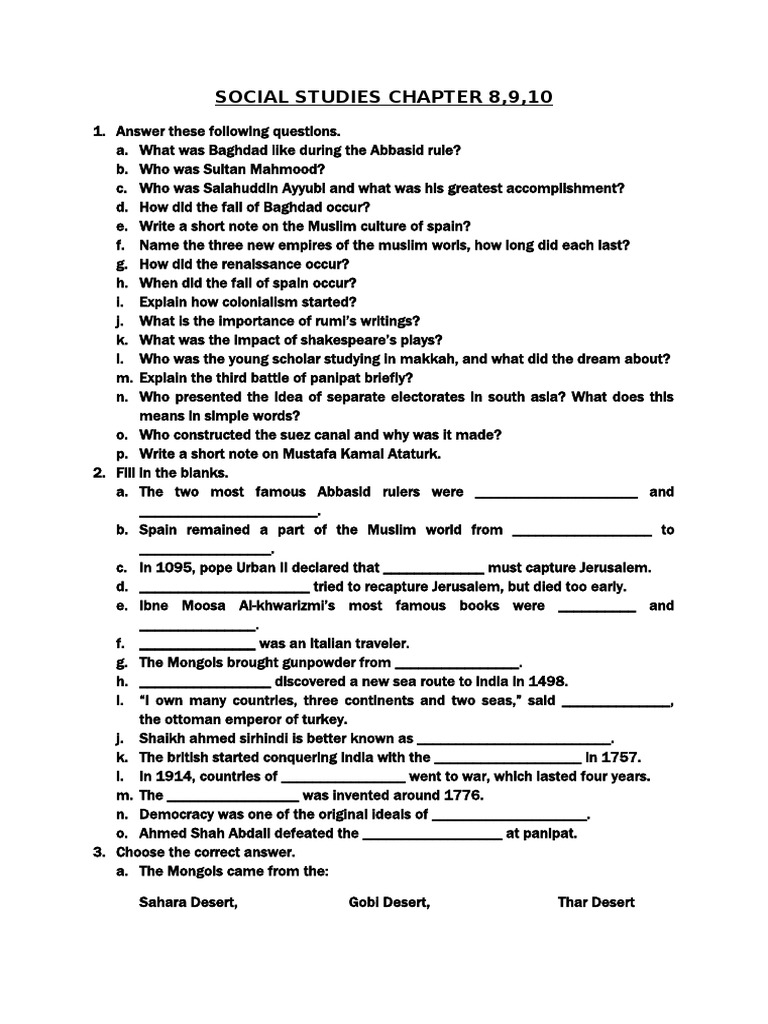 Social Studies Chapter 8 | PDF | Religion And Belief