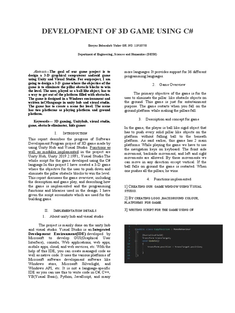 Game Ieee Paper | PDF | Integrated Development Environment | Microsoft ...