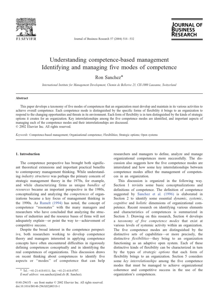 Sanchez - Understanding Competence-Based Management - Identifying and ...