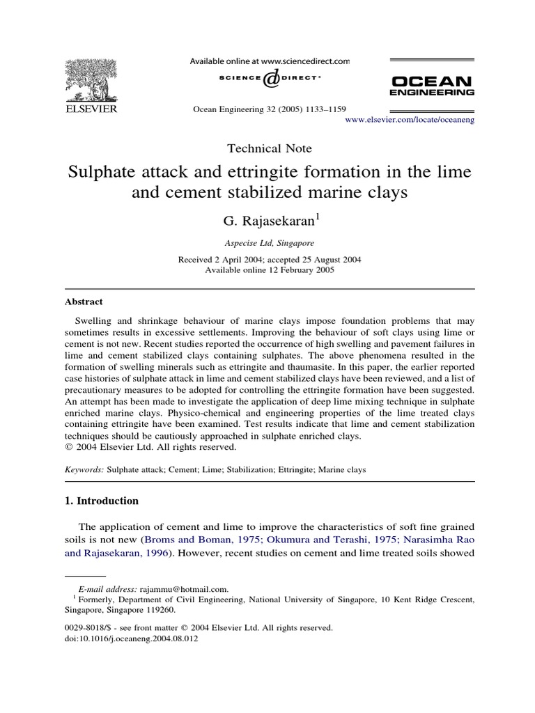 Sulphate Attack and Ettringite Formation in The Lime and Cement ...