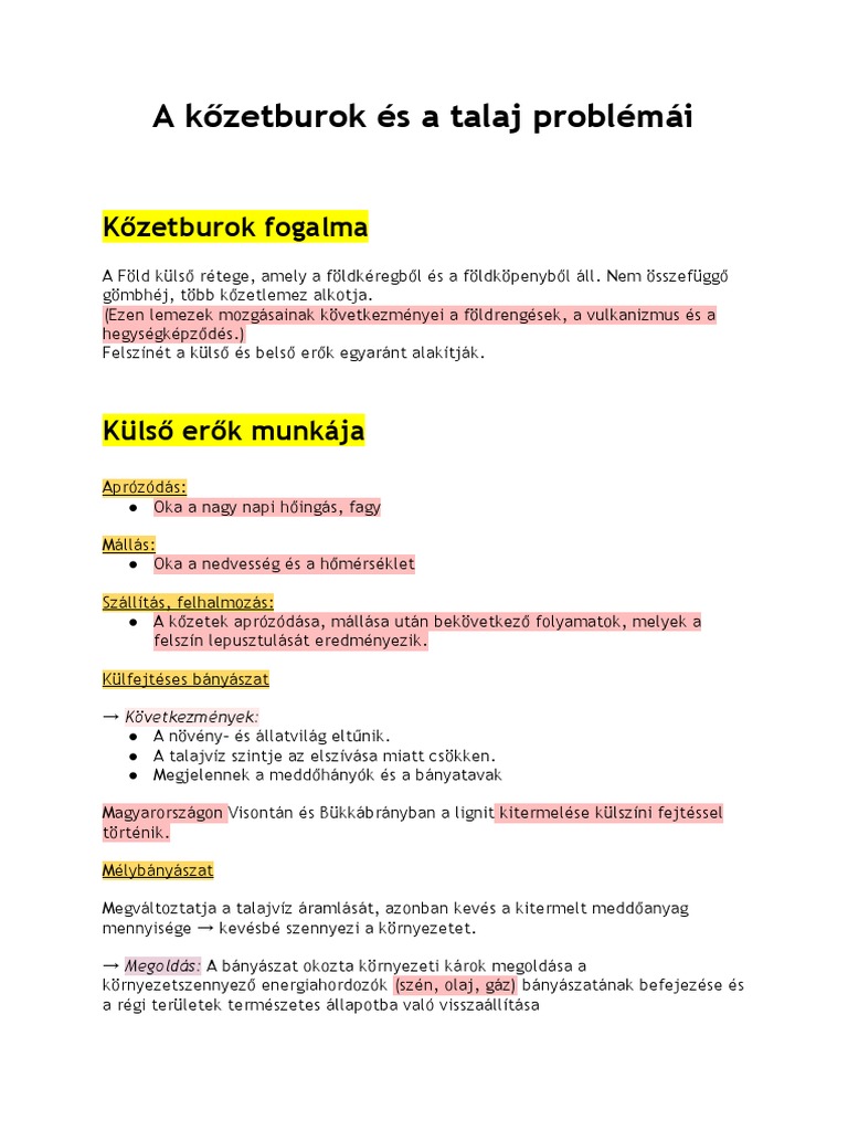 A Kőzetburok És A Talaj Problémái PDF | PDF