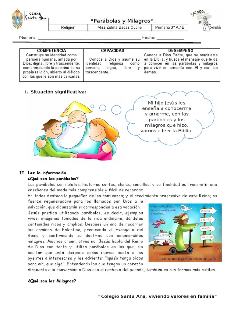 Ficha # 2 Las Parabolas y Milagros | PDF | Parábolas de Jesús | Jesús