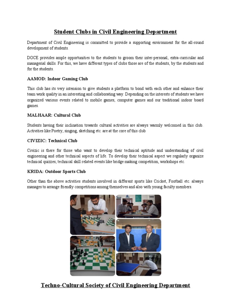 Civil Engineering Student Club Activities | PDF | Engineering | Learning