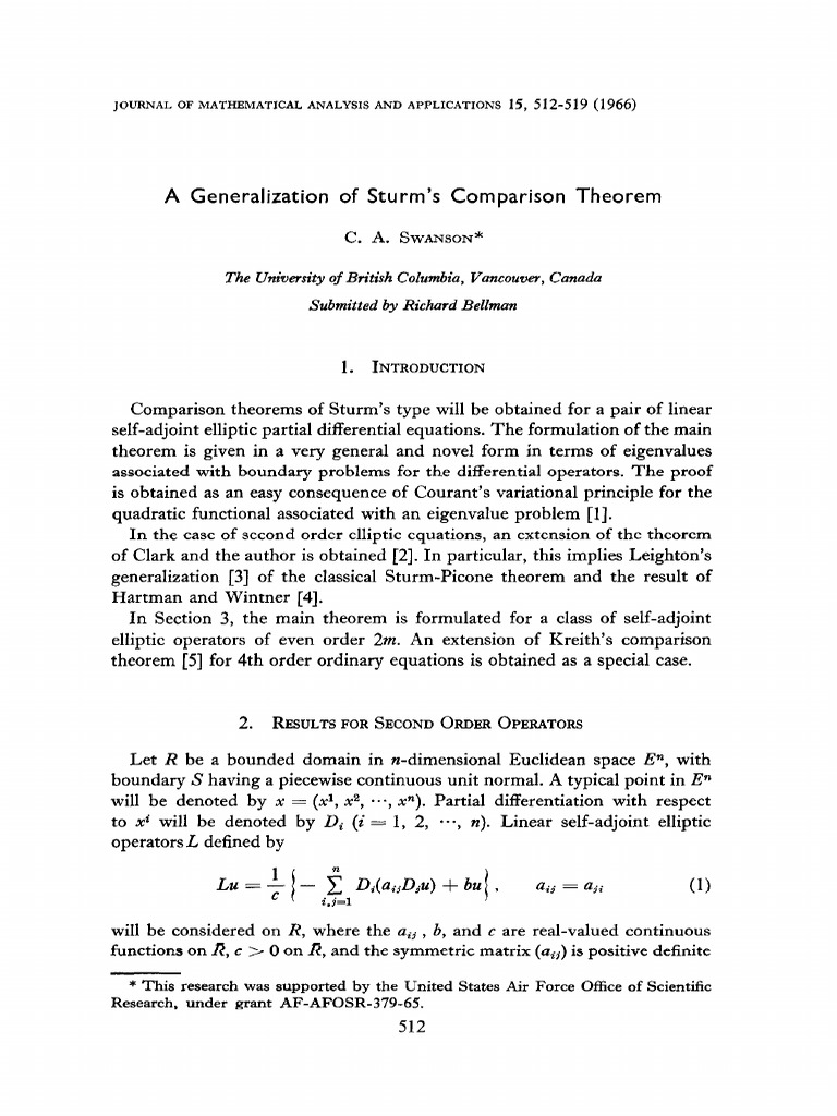 A Generalization Of Sturms Comparison Theorem C A Swanson Pdf Calculus Of Variations