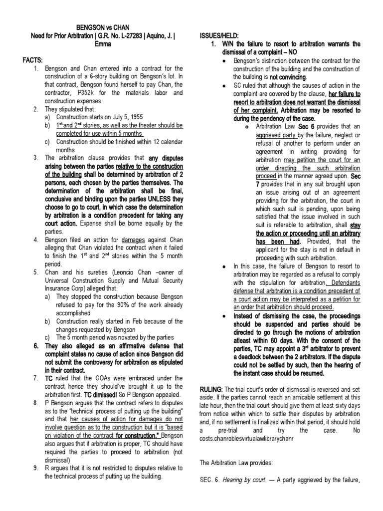 Bengson V Chan | PDF | Arbitration | Lawsuit