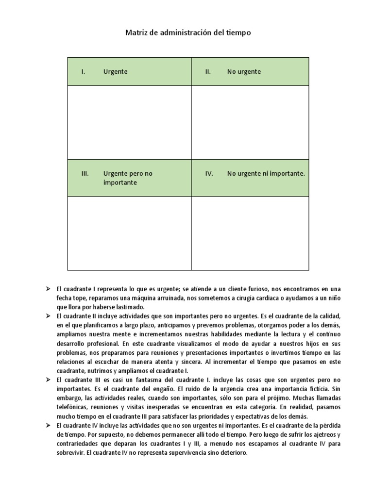 Matriz de Administración Del Tiempo | PDF