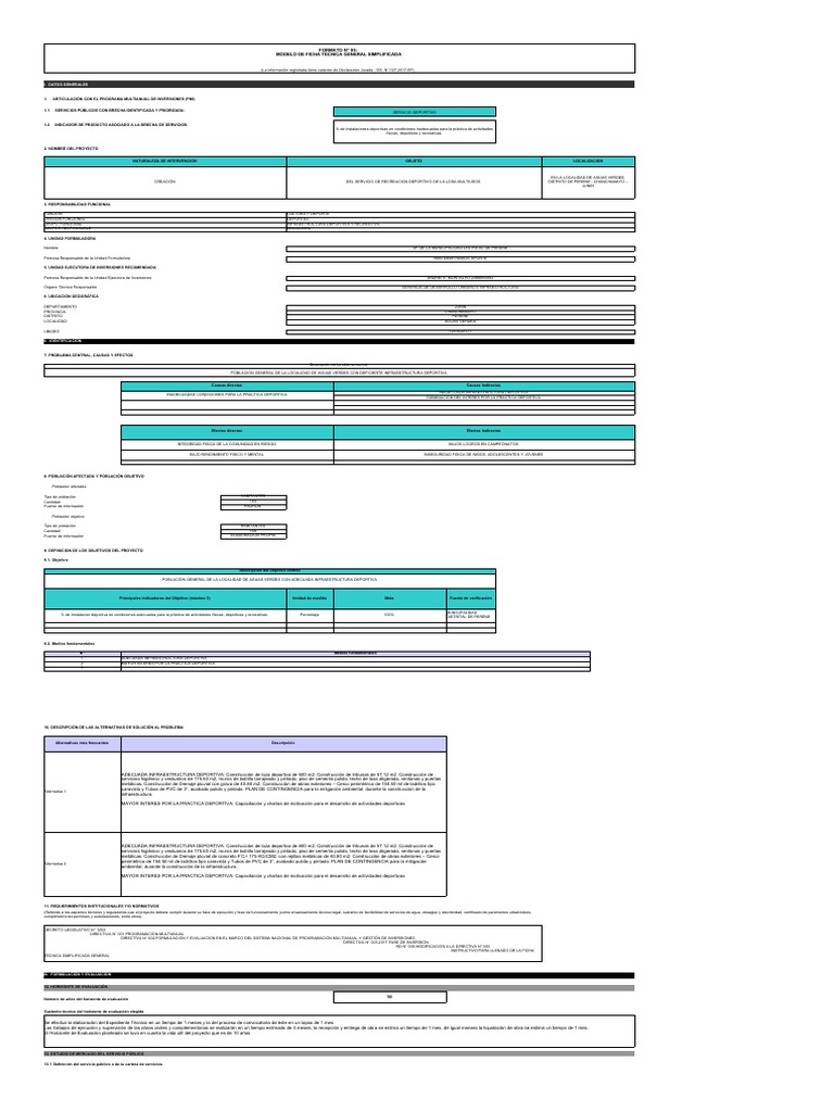 Ficha Tecnica Simplificada General Losa Aguas Verdes | PDF | Oferta (economía) | Economias