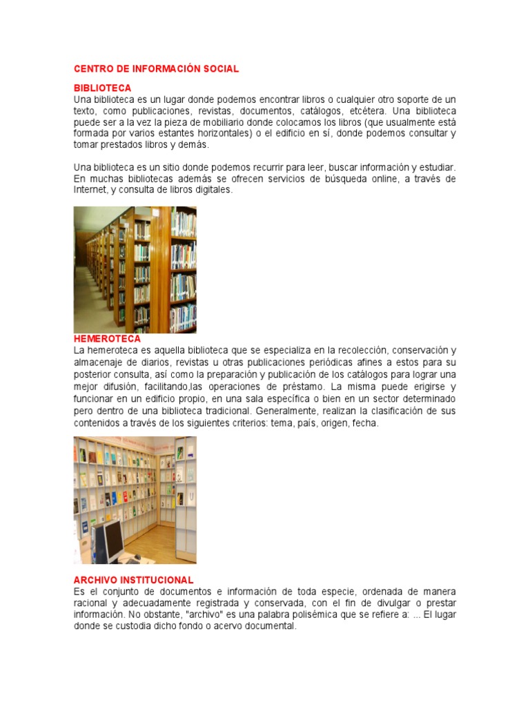 Centro de Información Social | PDF | Bibliotecas | Historiografía