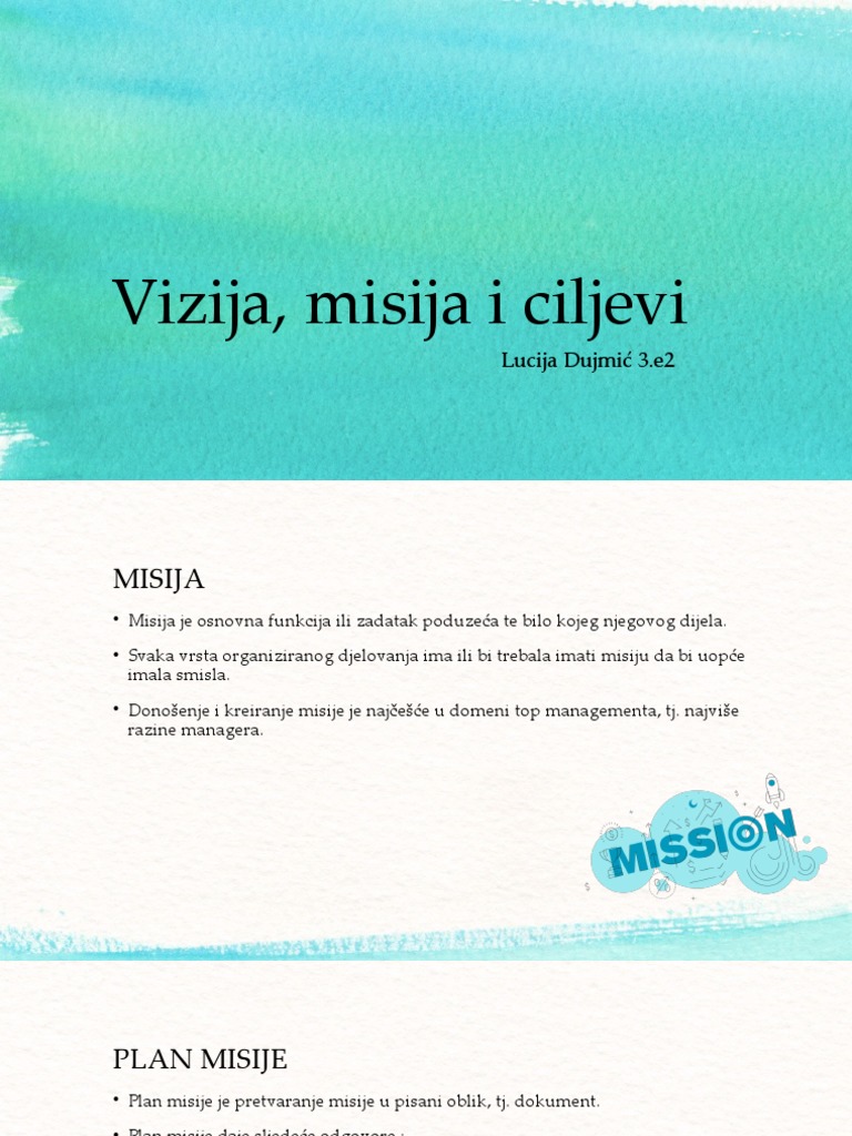Vizija, Misija I Ciljevi | PDF