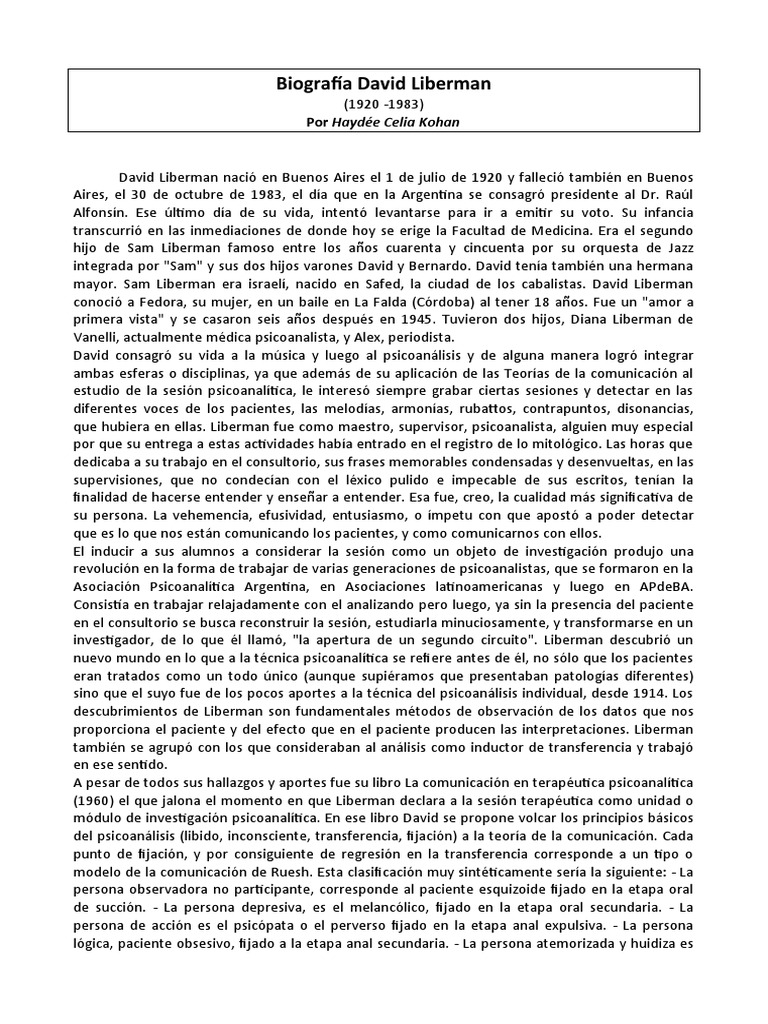 David Liberman | PDF | Psicoanálisis | Psiquiatría