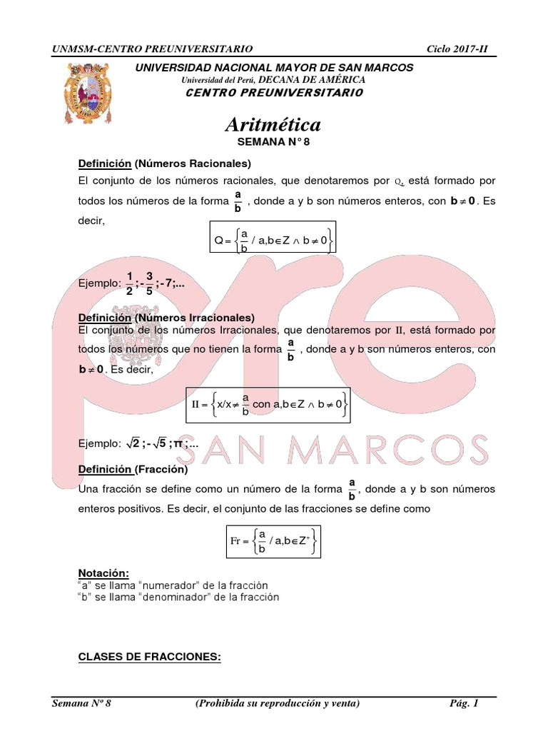 Números racionales e irracionales, clases de fracciones y sus ...
