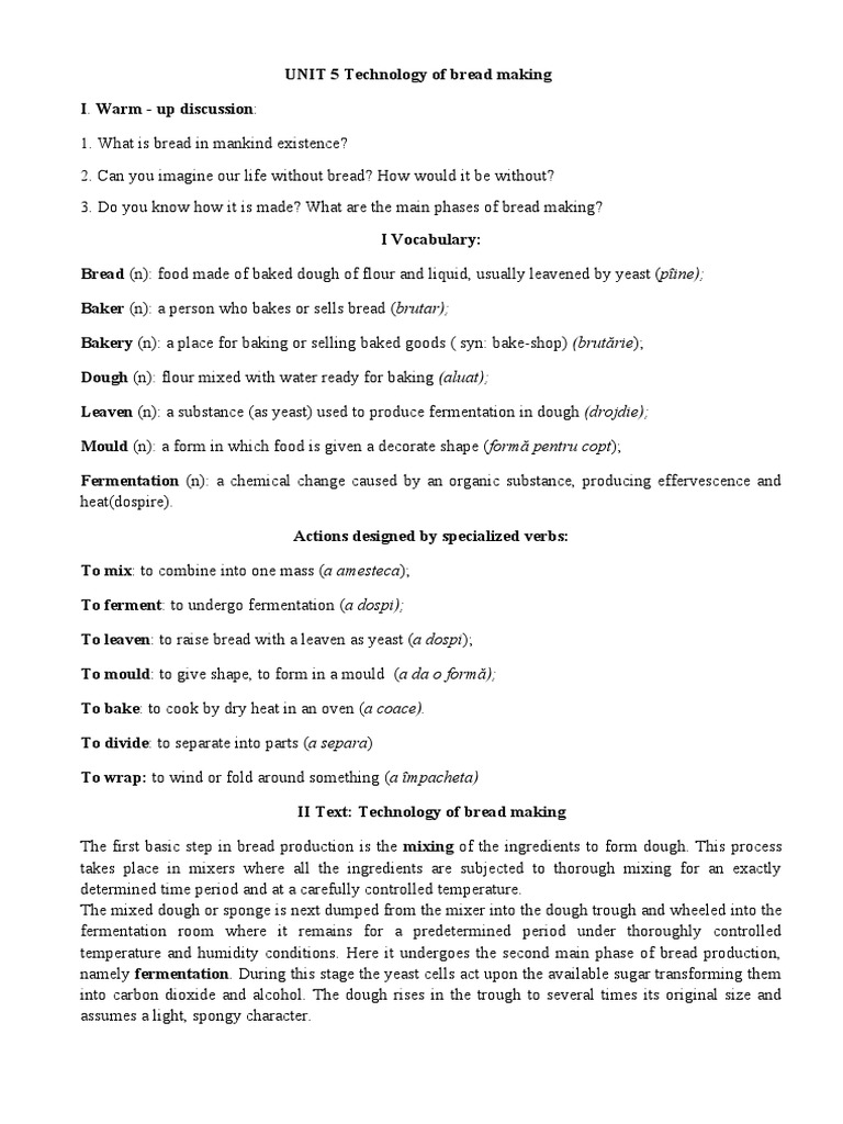 UNIT5 Technology of Bread Making | PDF | Breads | Yeast