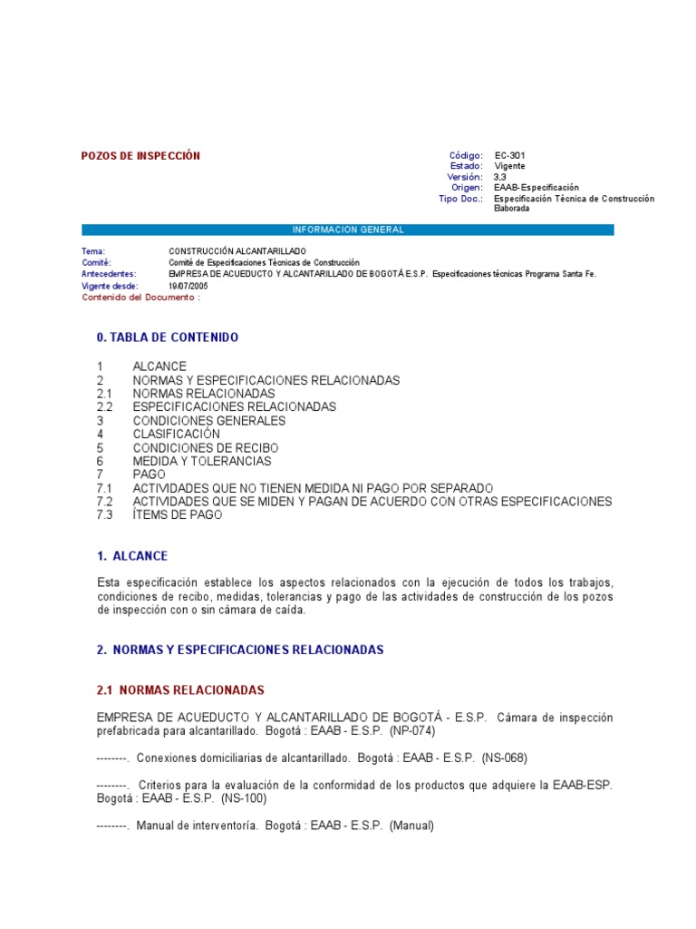 Pozos de Inspección | PDF | Bogotá | Hormigón