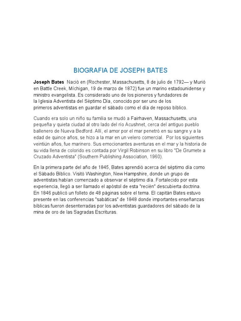 Biografia de Joseph Bates | PDF