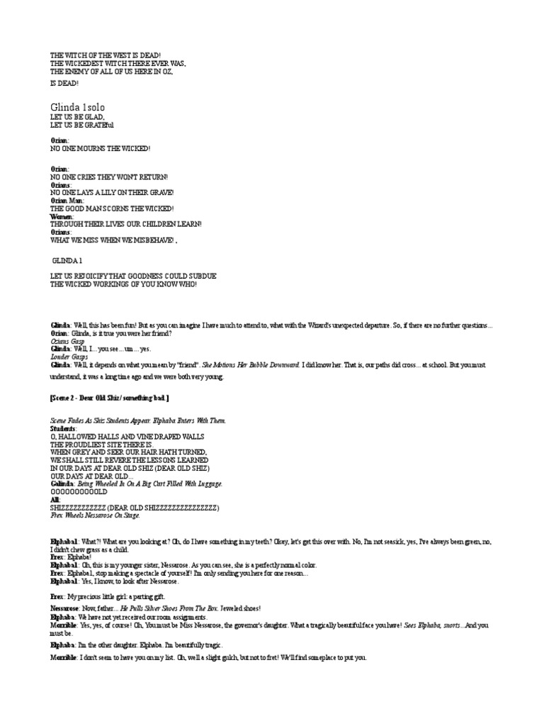 Wicked Jr. | PDF | Glinda The Good Witch | Wizard Of Oz (Character)