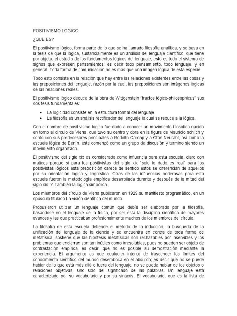 Positivismo Logico | PDF | La teoría crítica | Empirismo