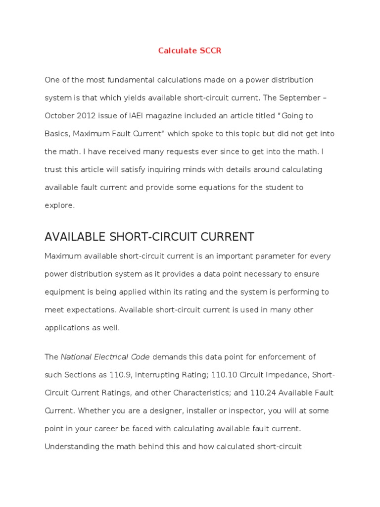 Calculate SCCR | PDF | Transformer | Electrical Impedance