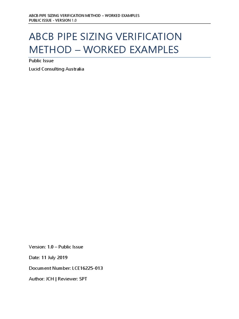 Pipe Sizing Verification Method Draft Worked Examples | PDF | Plumbing ...