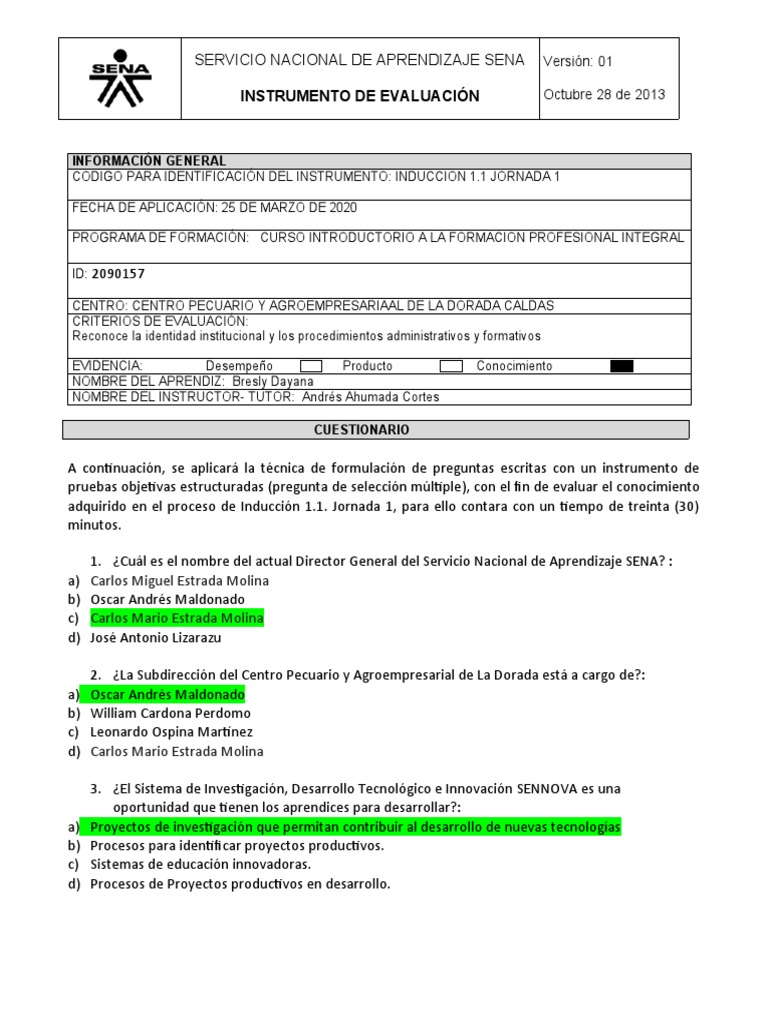 INSTRUMENTO DE EVALUACIÓN Bresli | PDF | Iniciativa empresarial ...