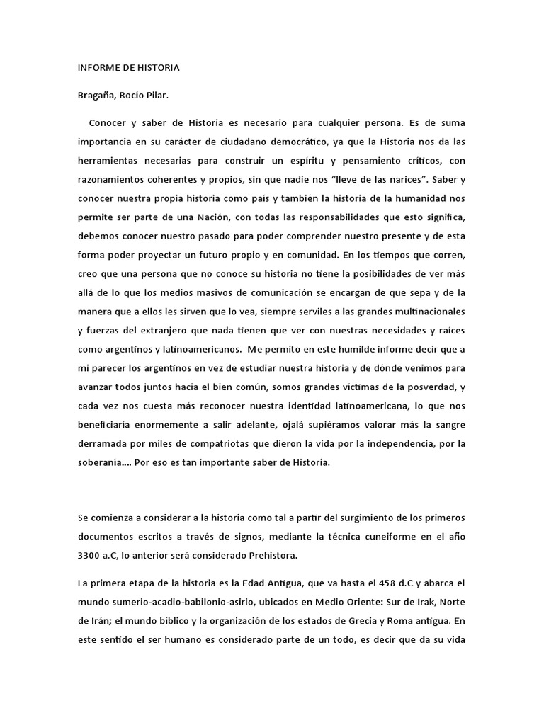 Informe de Historia | PDF | Edades medias | Período moderno temprano
