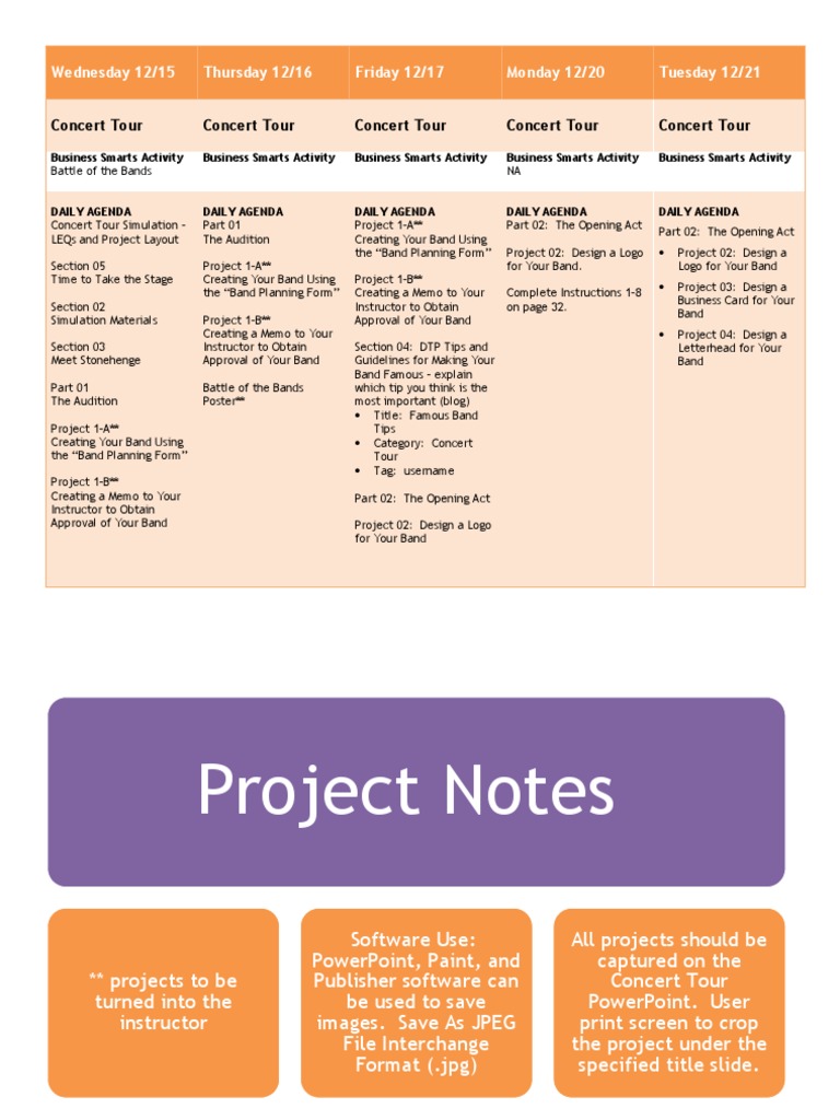 Concert Tour Project Agenda | PDF | Art | Computers