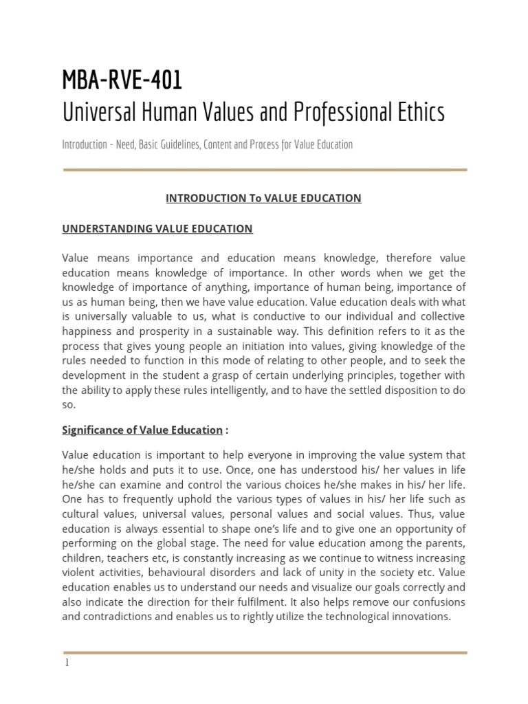RVE-401-Introduction To Value Education | PDF | Happiness | Value (Ethics)