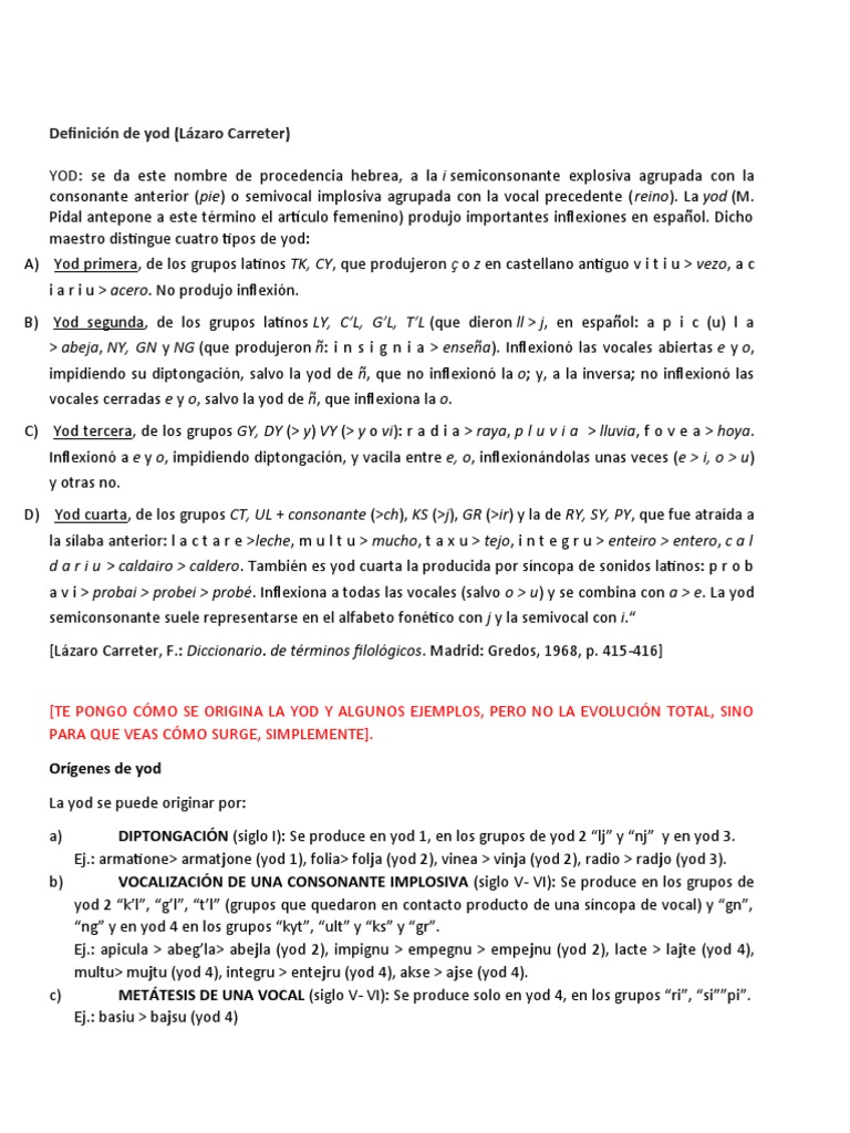 Tipos y Orígenes de la Yod en Español | PDF | latín | Fonética