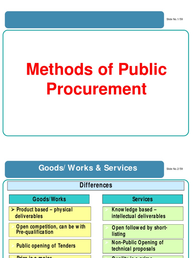 Methods of Public Procurement PDF | PDF | Procurement | Request For Proposal