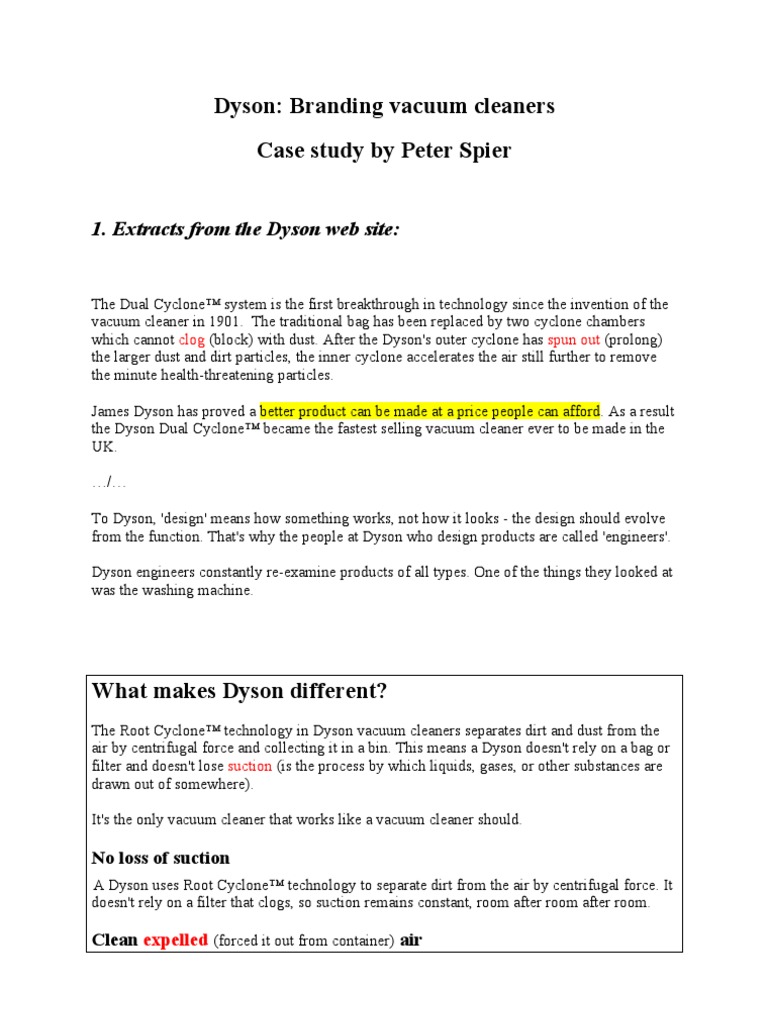 Dyson Case Study by Peter Spier | PDF | Vacuum Cleaner | Nature