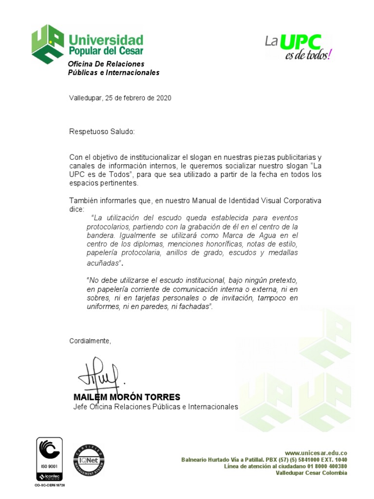 Hoja Con Membrete - La Upc Es de Todos! | PDF | Informática y ...