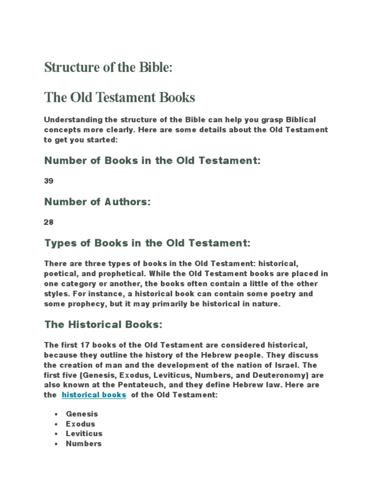 Structure of The Bible | PDF | Twelve Minor Prophets | Old Testament