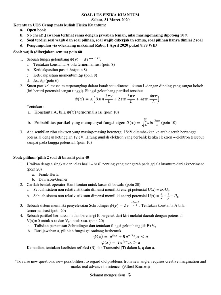 UTS Fisika Kuantum PDF | PDF