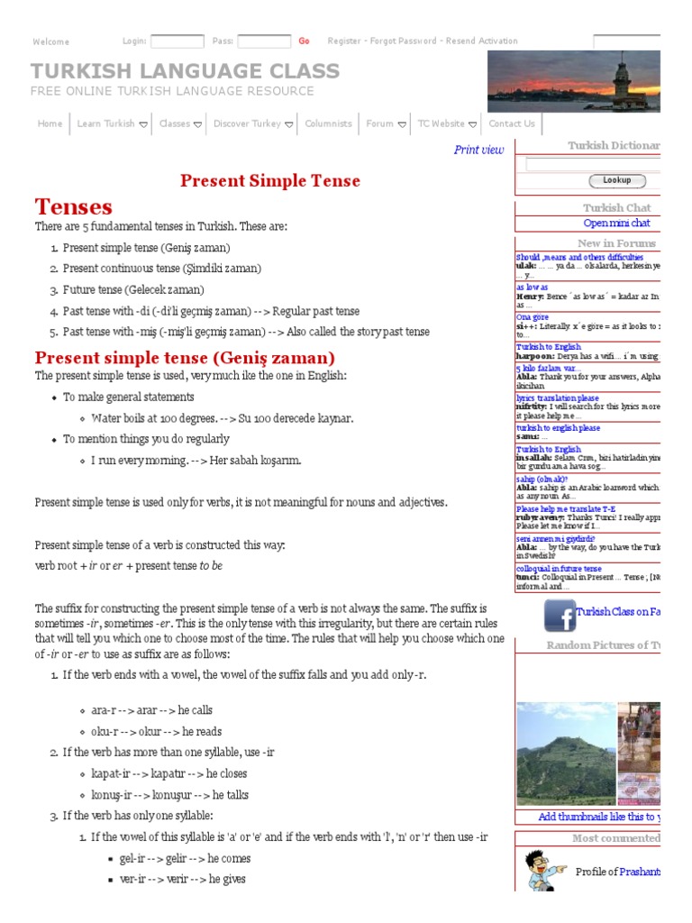 Turkish Present Simple Tense Guide | PDF | Grammatical Tense | Verb