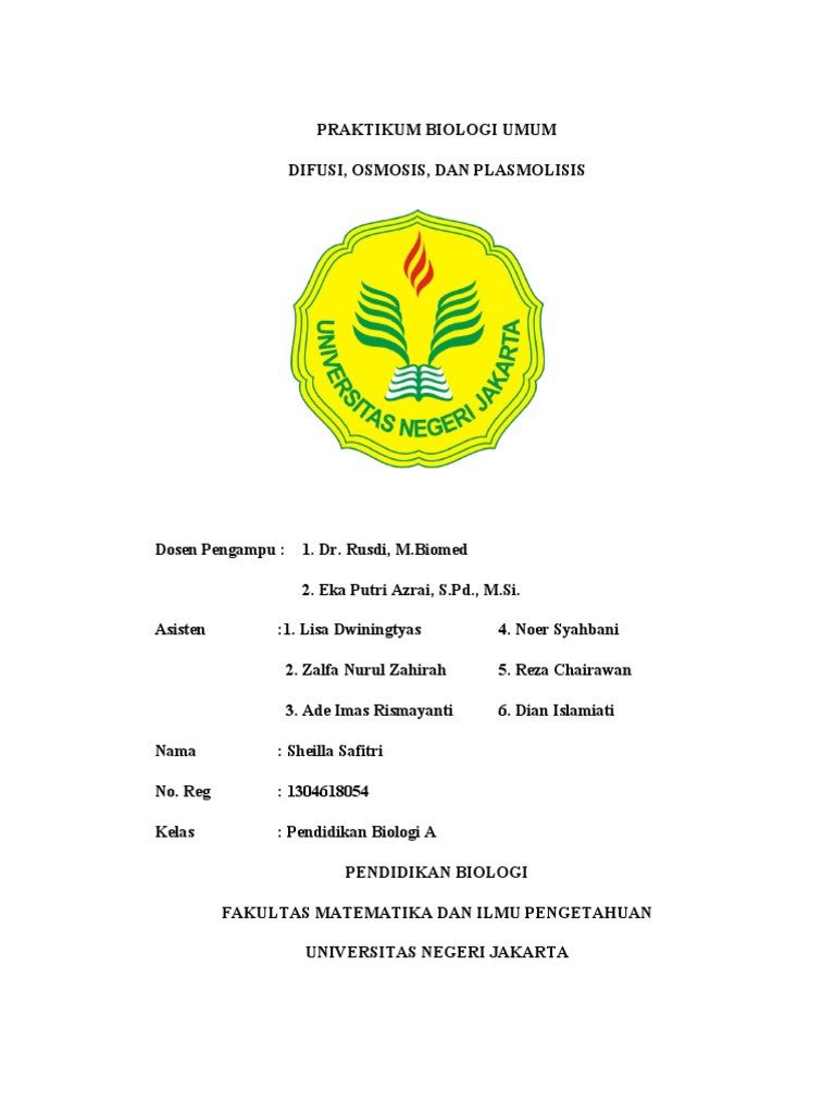 Laporan Praktikum Osmosis, Difusi, Dan Plasmolisis | PDF | Kajian Bahasa Asing | Kesehatan Holistik