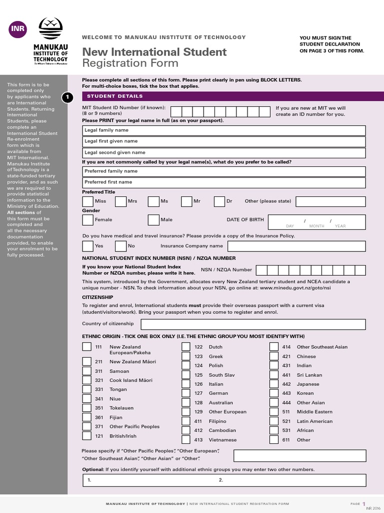 Enrolment Form - International Student PDF | PDF | Massachusetts ...