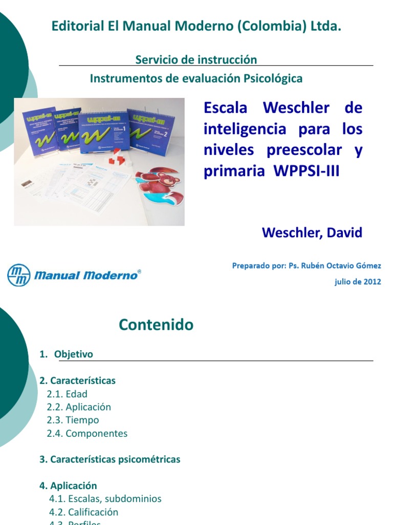 Aplicación y características del WPPSI-III | PDF | Percepción | Memoria
